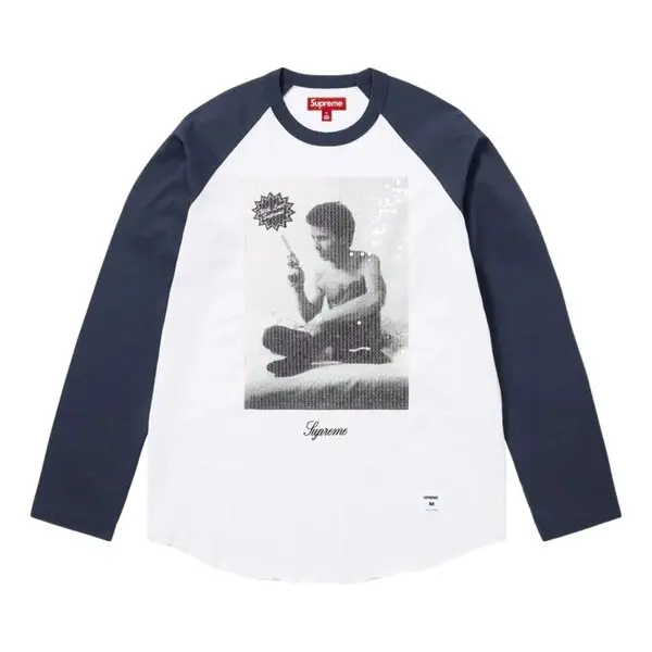 Supreme X Larry Clark Fw26 Sequin Raglan L/s T-shirt - Navy