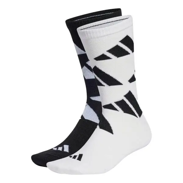 Adidas Aeroready Crew Logo Brand Love Socks 2 Pairs 'black White - Black/white