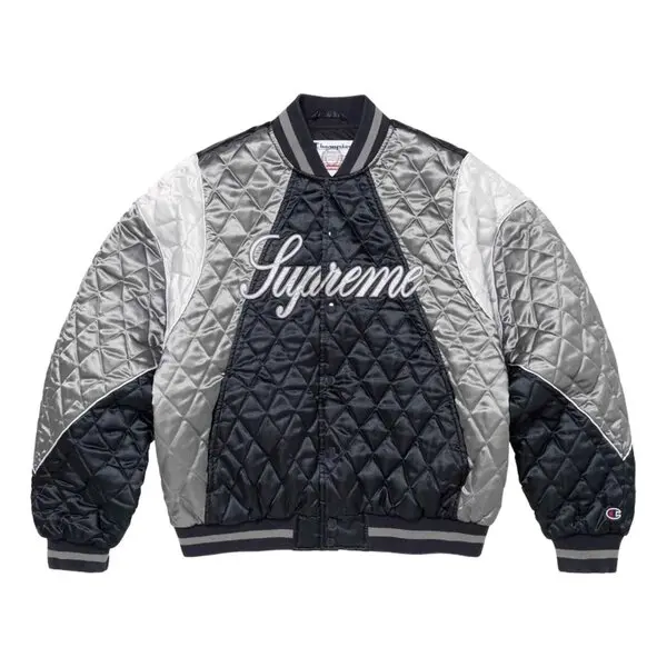 Supreme X Champion Fw26 Quilted Satin Varsity Jacket