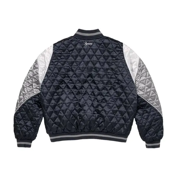 Supreme X Champion Fw26 Quilted Satin Varsity Jacket