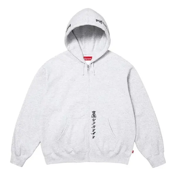Supreme Fw26 God Over Money Zip Up Hooded Sweatshirt - Ash Grey