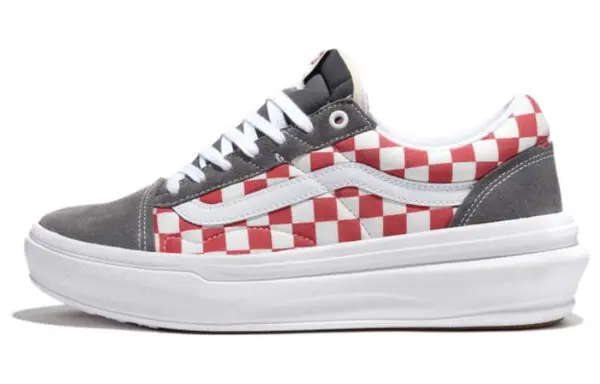 VANS Comfycush Checkerboard Old Skool Overt Cc Skate Shoes 'red - Red/grey