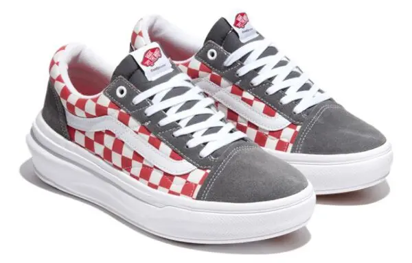 VANS Comfycush Checkerboard Old Skool Overt Cc Skate Shoes 'red - Red/grey