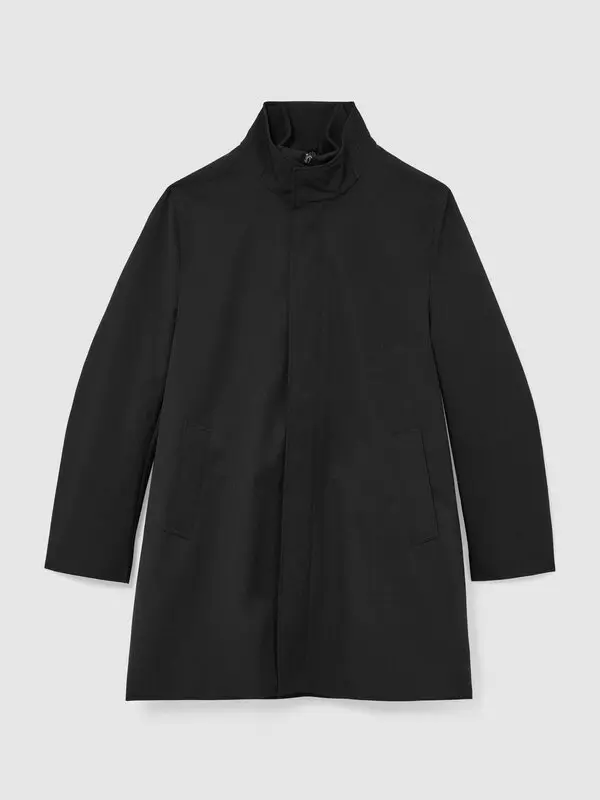 REISS Flaye Hybrid Gilet-insert Funnel-neck Overcoat - Black