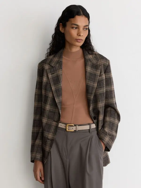 REISS Check Sandor Check Wool Check Relaxed Single-breasted Blazer
