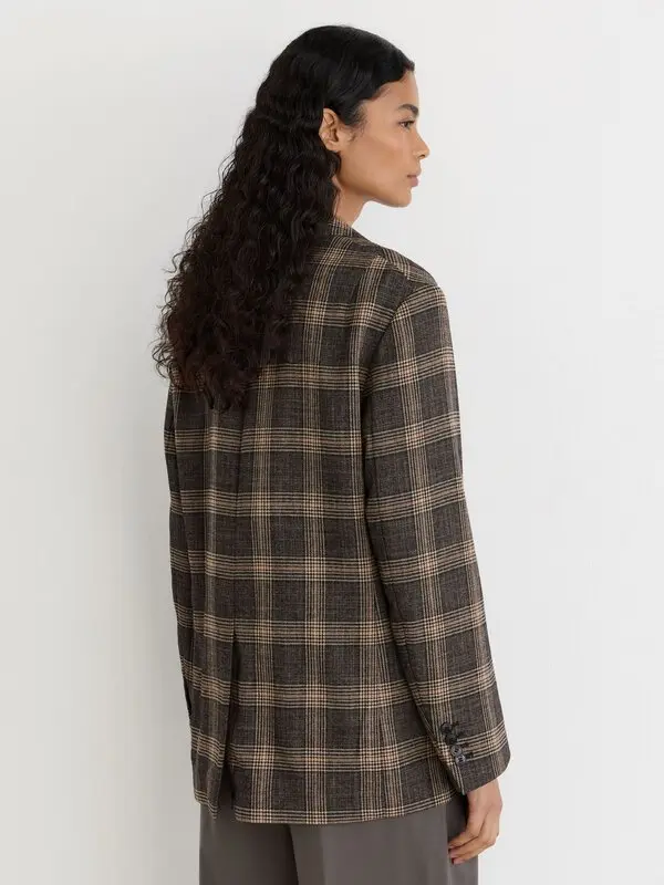 REISS Check Sandor Check Wool Check Relaxed Single-breasted Blazer
