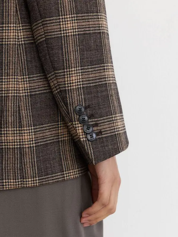 REISS Check Sandor Check Wool Check Relaxed Single-breasted Blazer