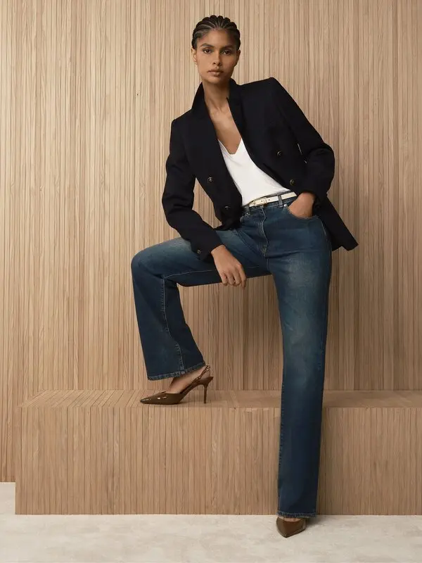 REISS Andi Tall High-rise Bootcut Jeans - Mid Blue