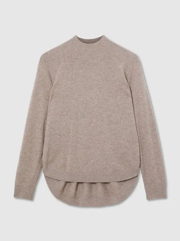 REISS River Wool-blend Funnel-neck Jumper With Cashmere - Neutral