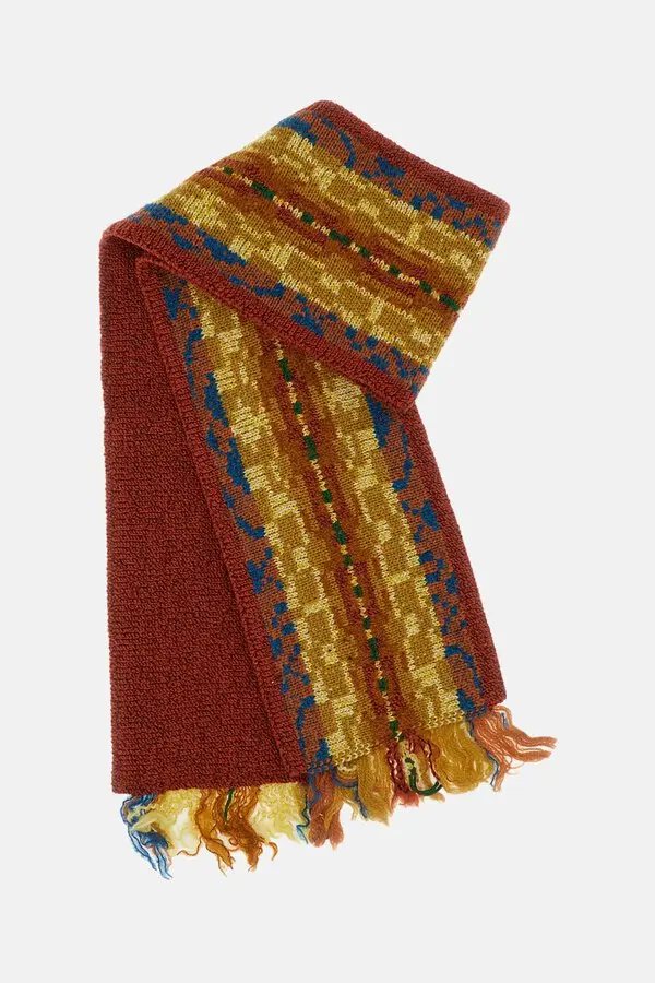 Dries Van Noten Sciarpa Marka In Mista Lana Con Motivo Jacquard - Multicolore