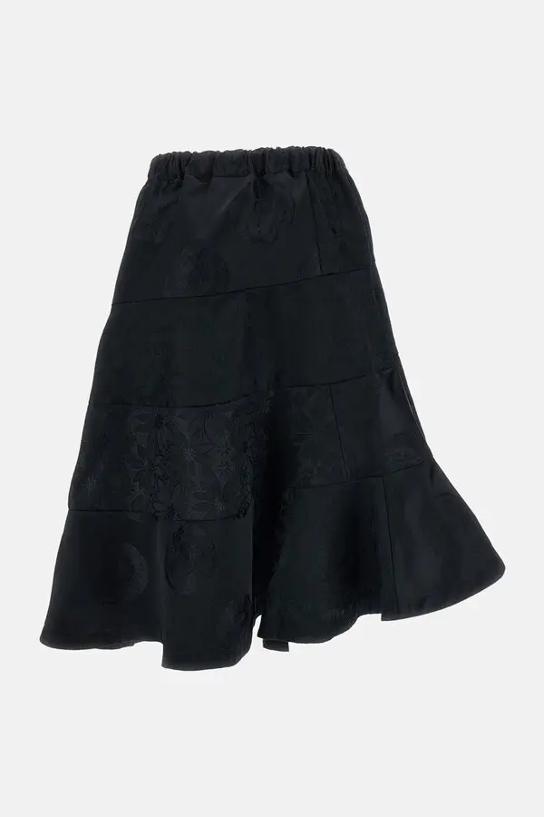 Comme Des Garçons Gonna Midi Con Design Patchwork - Nero