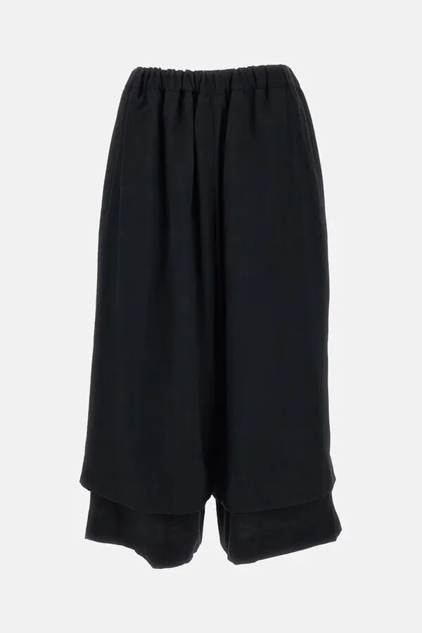 Comme Des Garçons Pantaloni Ampi In Lana - Nero
