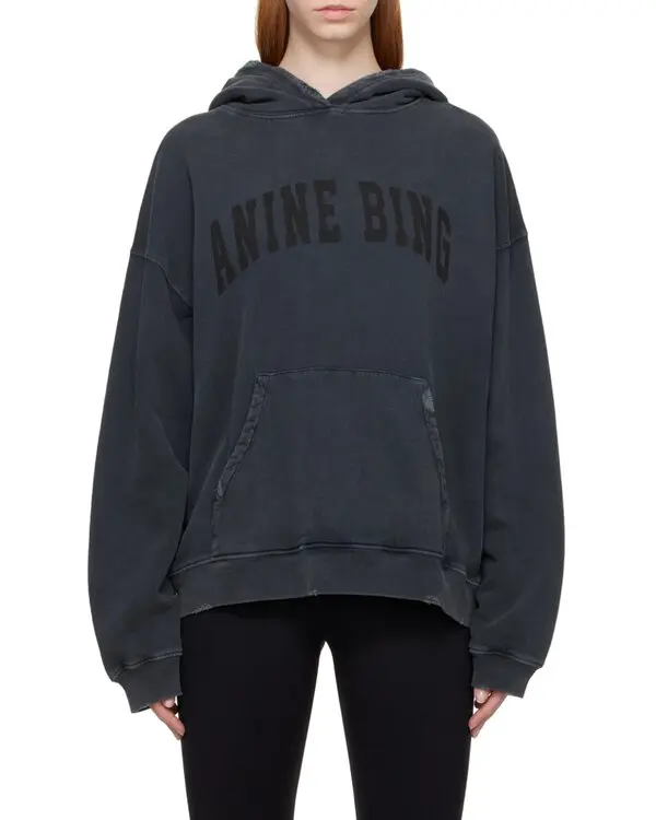 ANINE BING Harvey Logo-print Cotton Hoodie