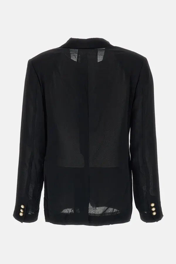Comme Des Garçons Giacca Semitrasparente Con Bottoni Gioiello - Black