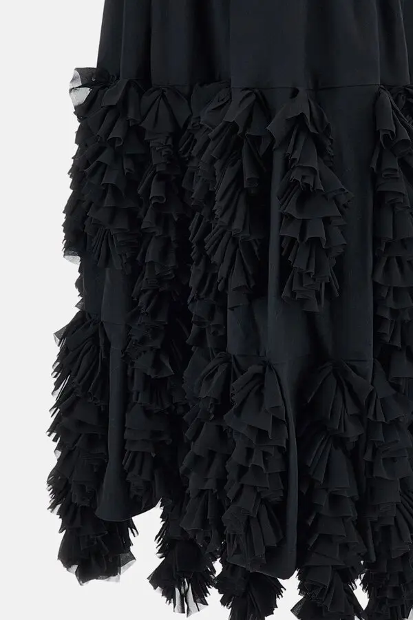 Comme Des Garçons Gonna Midi Con Volant A Strati - Black