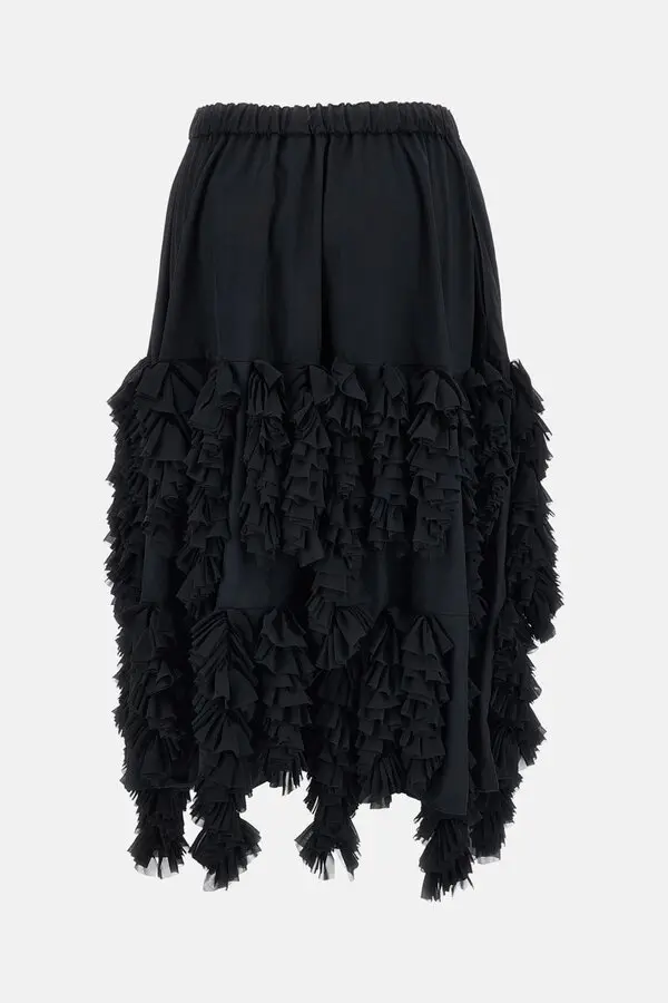 Comme Des Garçons Gonna Midi Con Volant A Strati - Nero