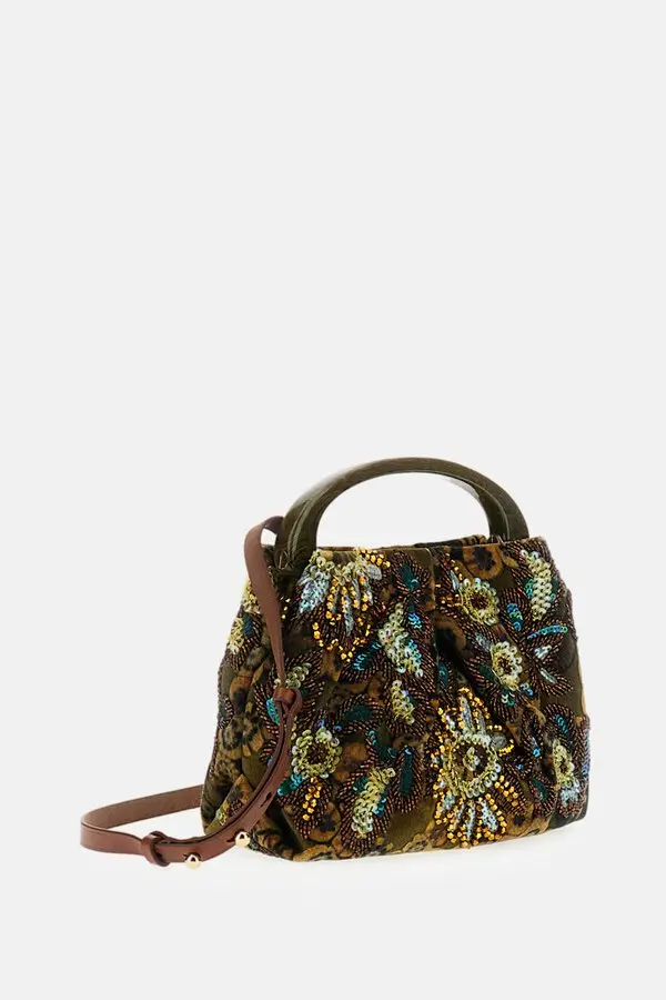 Dries Van Noten Borsa A Tracolla Con Ricami Floreali In Perline E Paillettes - Multicolor