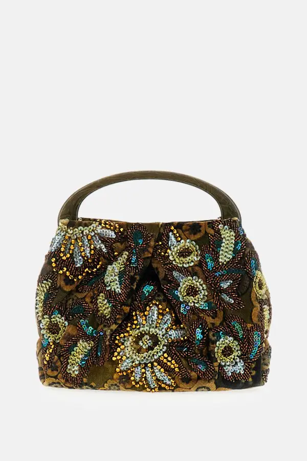 Dries Van Noten Borsa A Tracolla Con Ricami Floreali In Perline E Paillettes - Multicolor