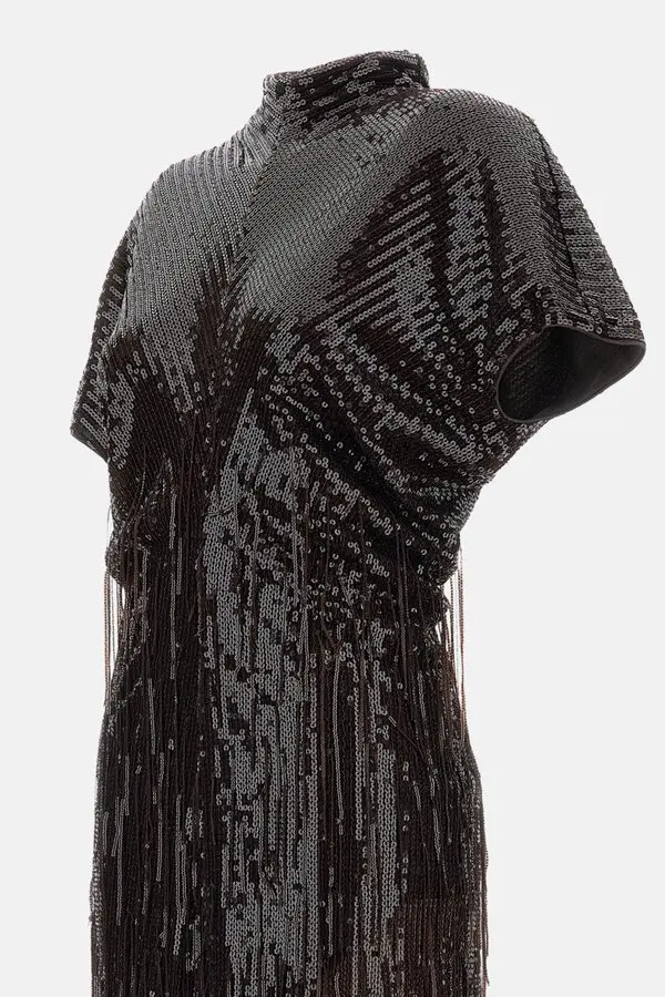 Federica Tosi Mini Abito Con Paillettes E Frange