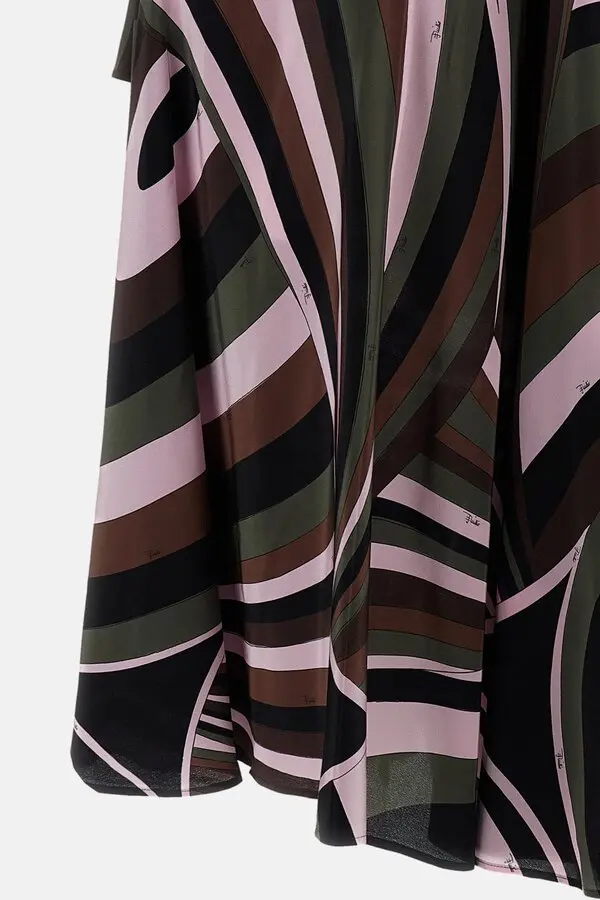 Emilio Pucci Caftano Corto In Crêpe De Chine - Multicolore