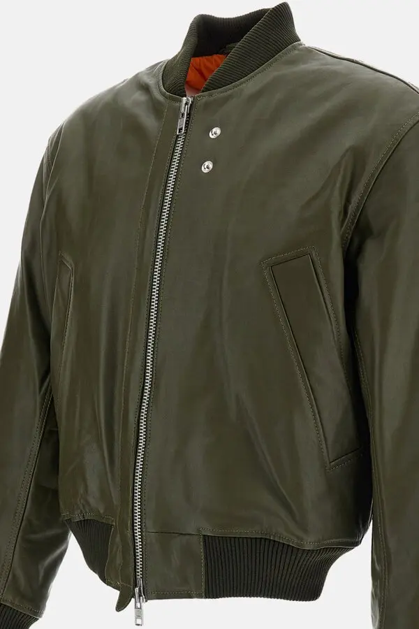 SUNFLOWER Giacca Bomber In Pelle - Verde