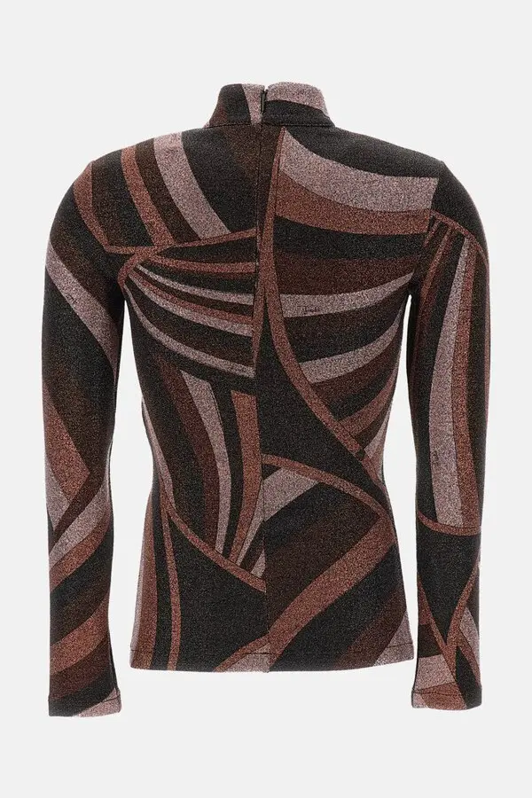 Emilio Pucci Maglia In Jersey Lurex A Collo Alto