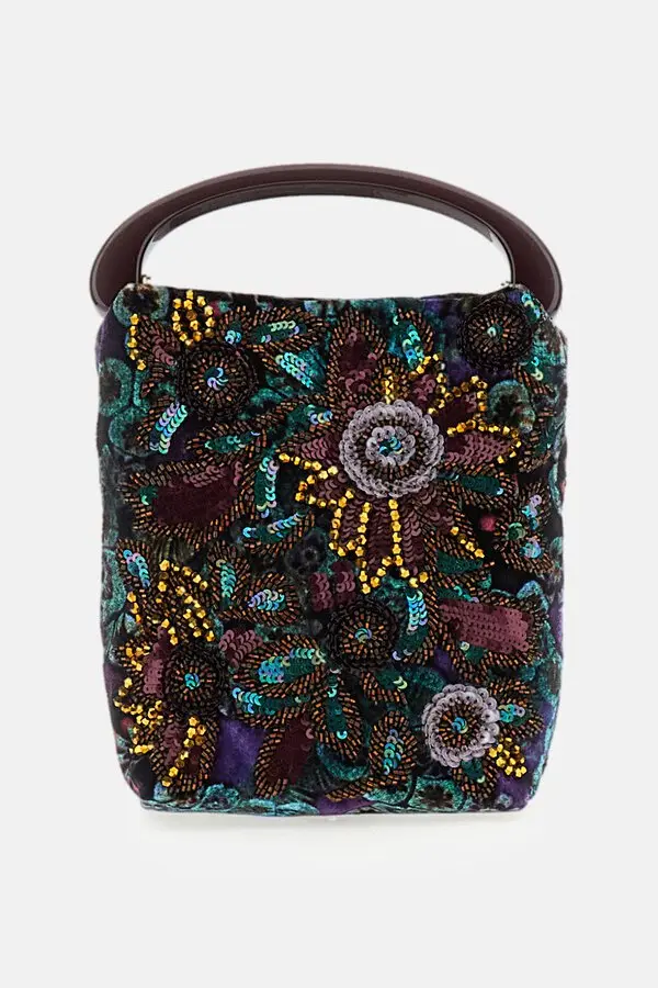 Dries Van Noten Borsa A Tracolla Compatta Con Ricami Floreali In Perline E Paillettes - Multicolore