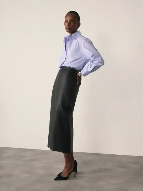 The Fold Claudia Long Sleeve Relaxed Fit Shirt - Blue
