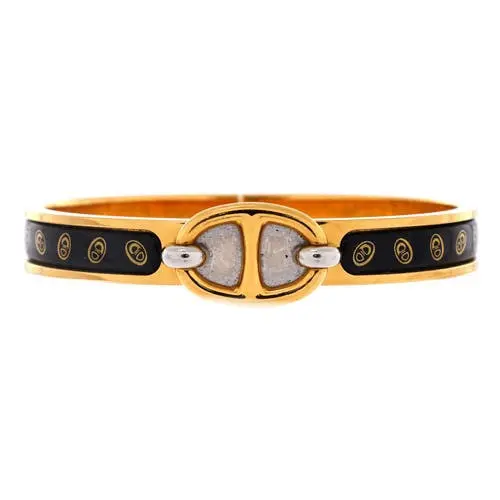 Hermès Mini Clic Chaine D'ancre Bracelet Metal And Printed Enamel - Brown