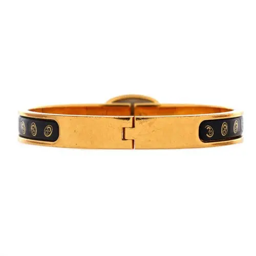 Hermès Mini Clic Chaine D'ancre Bracelet Metal And Printed Enamel - Brown