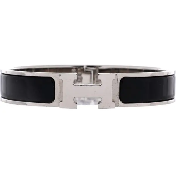 Hermès Clic H Bracelet Enamel Narrow - Black
