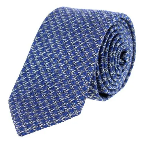 Trafalgar Nereus Diamond Neat Patterned Business Wool Blend Necktie - Blue