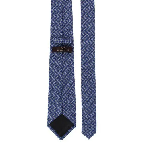 Trafalgar Nereus Diamond Neat Patterned Business Wool Blend Necktie - Blue