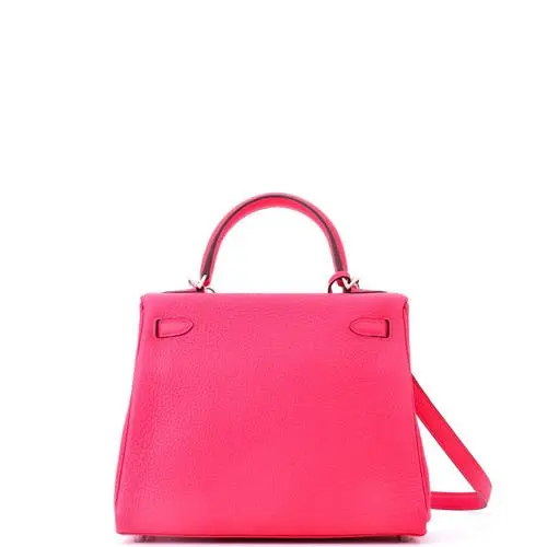Hermès Kelly Handbag Bicolor Clemence With Brushed Palladium Hardware 25