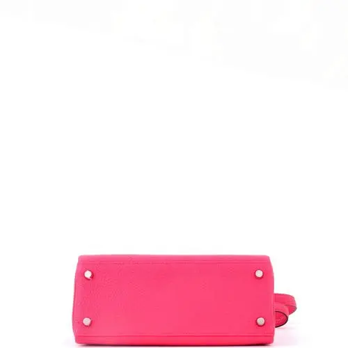 Hermès Kelly Handbag Bicolor Clemence With Brushed Palladium Hardware 25
