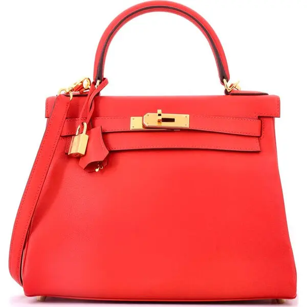 Hermès Kelly Handbag Evercolor With Gold Hardware 28 - Red