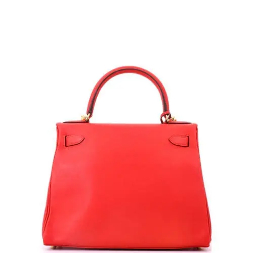 Hermès Kelly Handbag Evercolor With Gold Hardware 28 - Red
