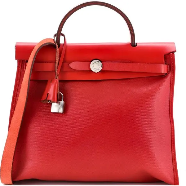 Hermès Herbag Zip Berline Vache Canvas And Leather 31