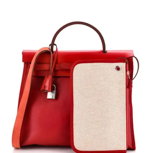 Hermès Herbag Zip Berline Vache Canvas And Leather 31