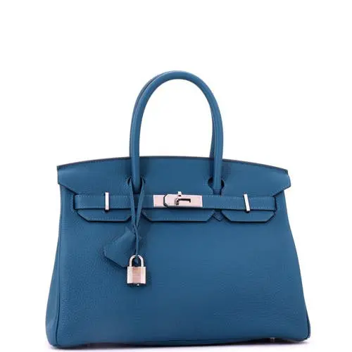Hermès Birkin Handbag Togo With Palladium Hardware 30 - Blue