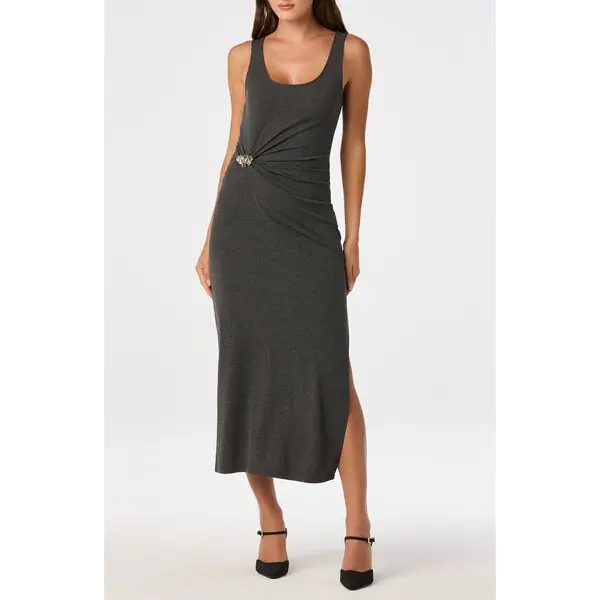 Astr The Label Beckah Sleeveless Midi Dress - Charcoal