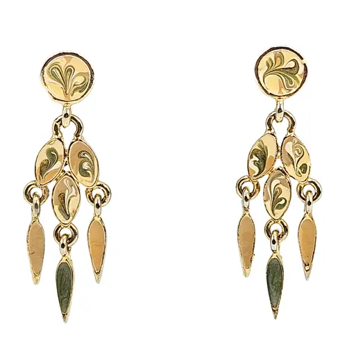 MADISON BEVERLY HILLS Vintage 1980s Costume Gold Enameled Dangle Earrings