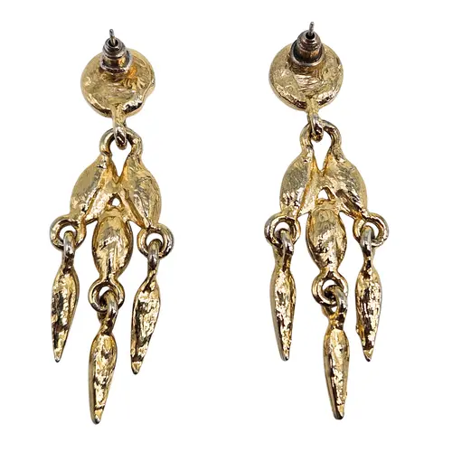 MADISON BEVERLY HILLS Vintage 1980s Costume Gold Enameled Dangle Earrings