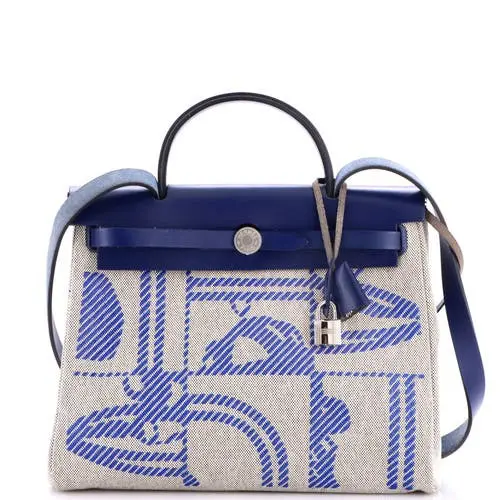 Hermès Herbag Zip Relief Brides De Gala Toile And Leather 31 - Blue