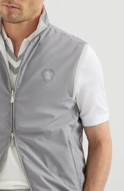 Brunello Cucinelli Bonded Nylon Reversible Vest With Logo