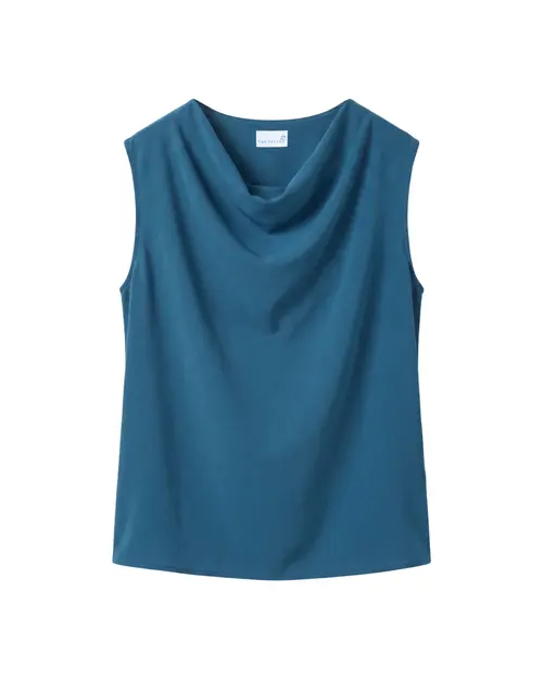 CARTOLINA Roslyn Cowl Neck Crepe Tank - Deep Teal