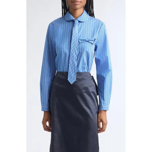 Sandy Liang Gemma Cotton Shirt - Blue Multi