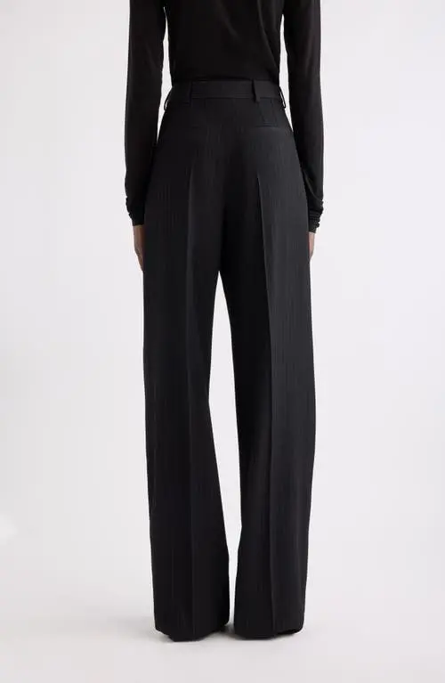 Saint Laurent Pinstripe Wide Leg Pants - Noir/gris