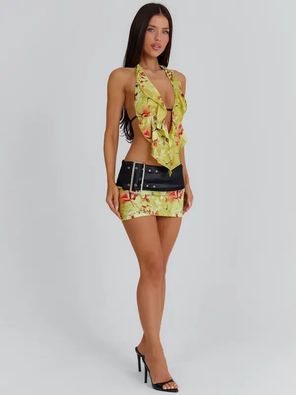 OUTCAST Qahira Crop Top Azzurra - Print