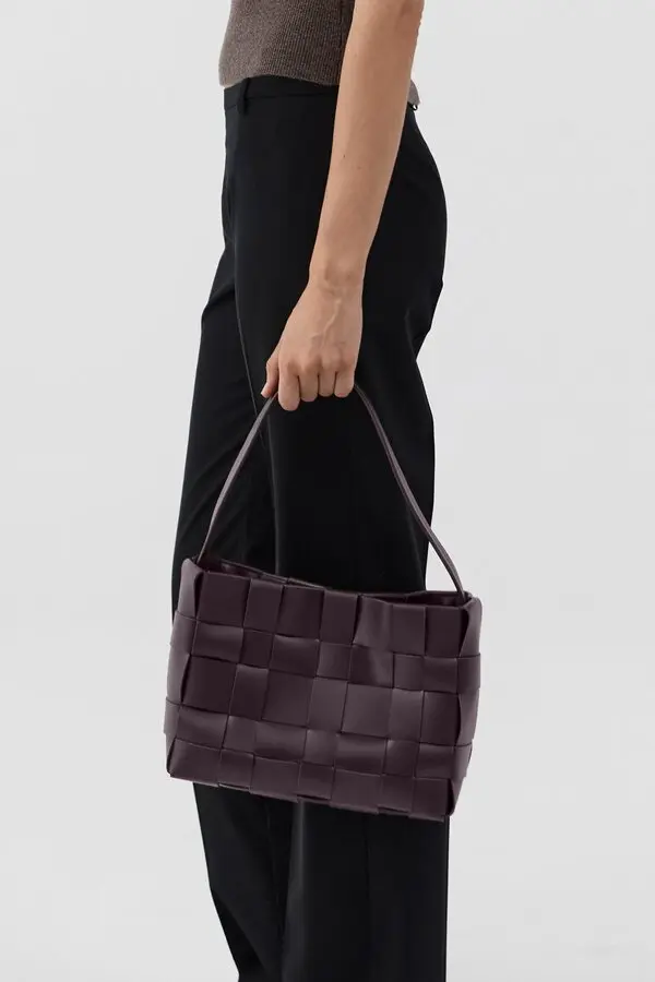 ST. AGNI Woven Mini Tote - Plum